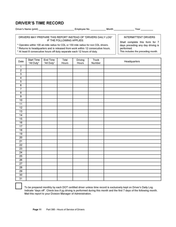 Police Officers Daily Activity Log Template