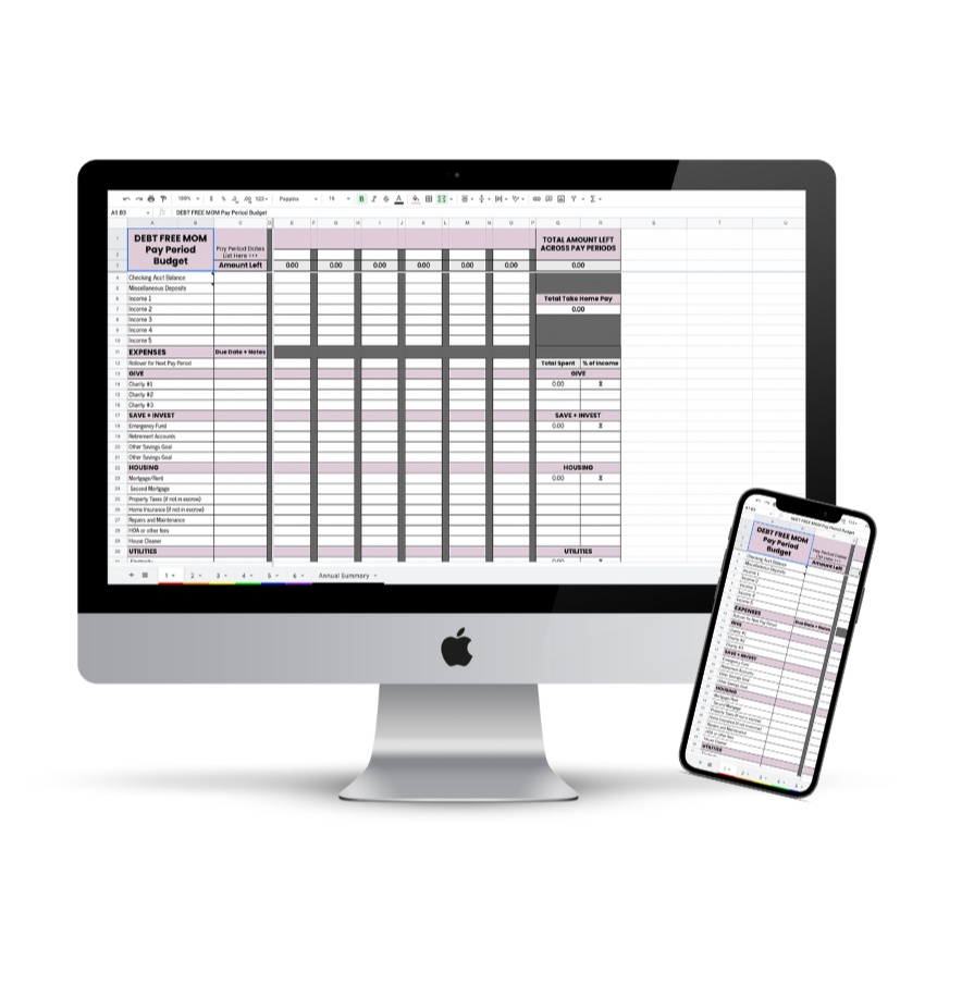 Debt Free Mom Budget Template