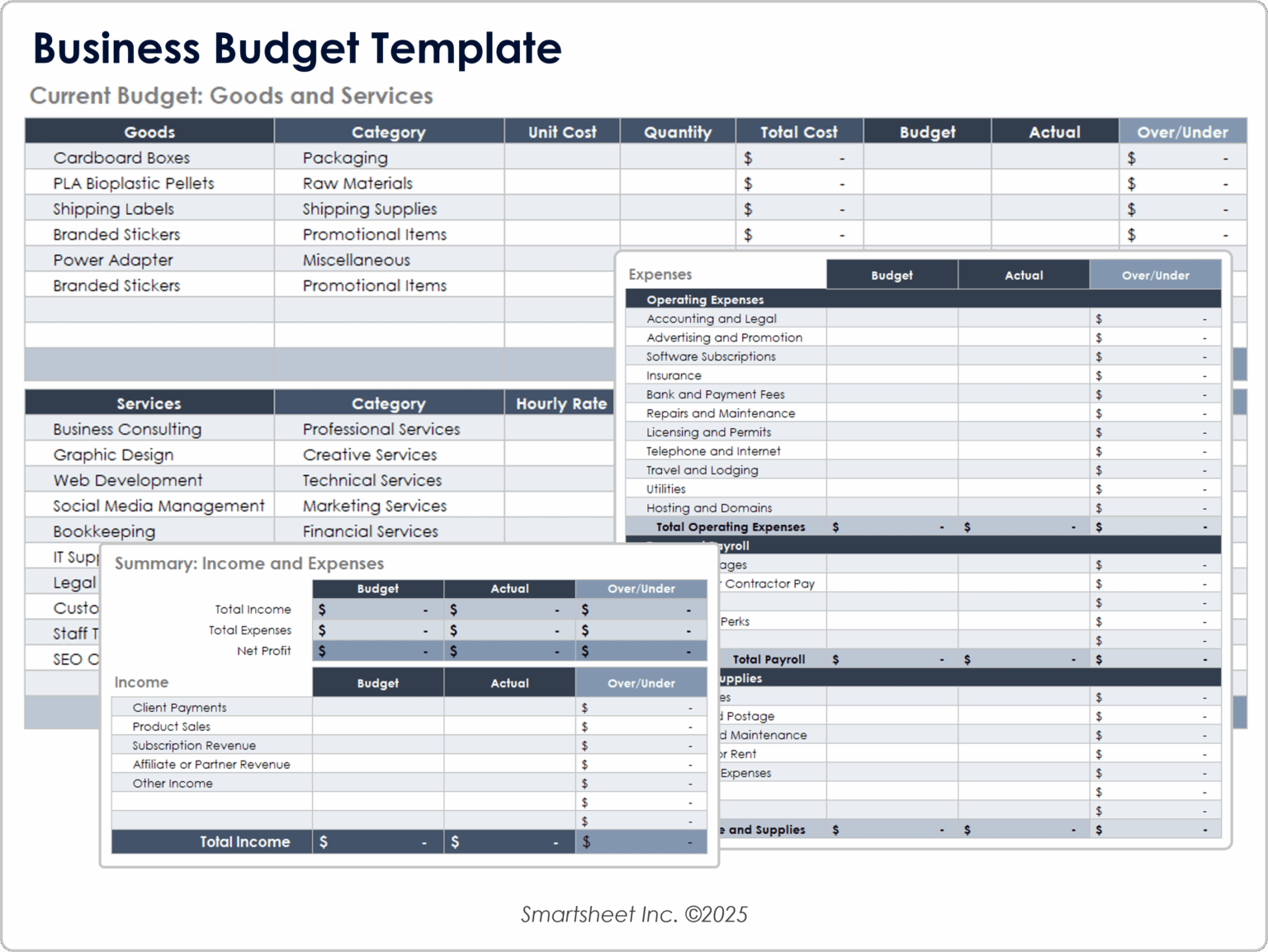 Business Cash Flow Budget Template