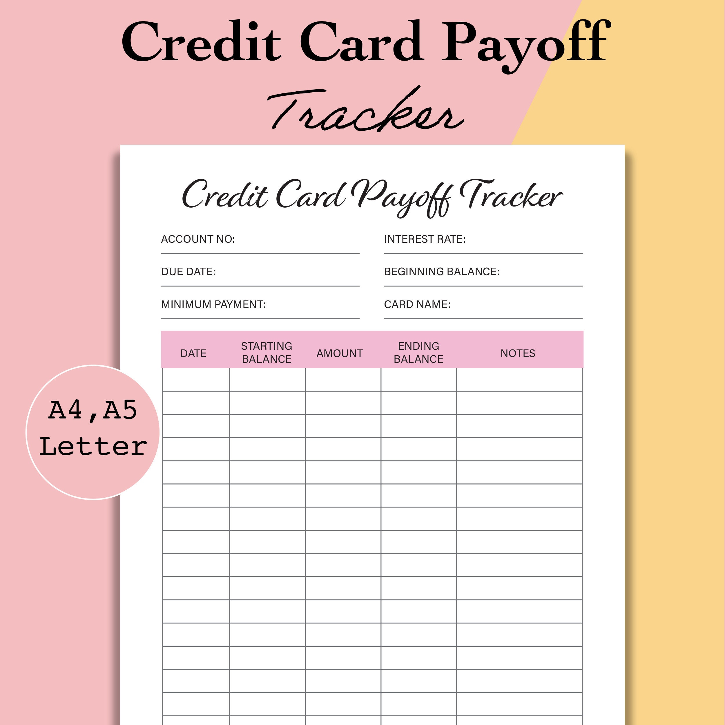Credit Card Payoff Budget Template