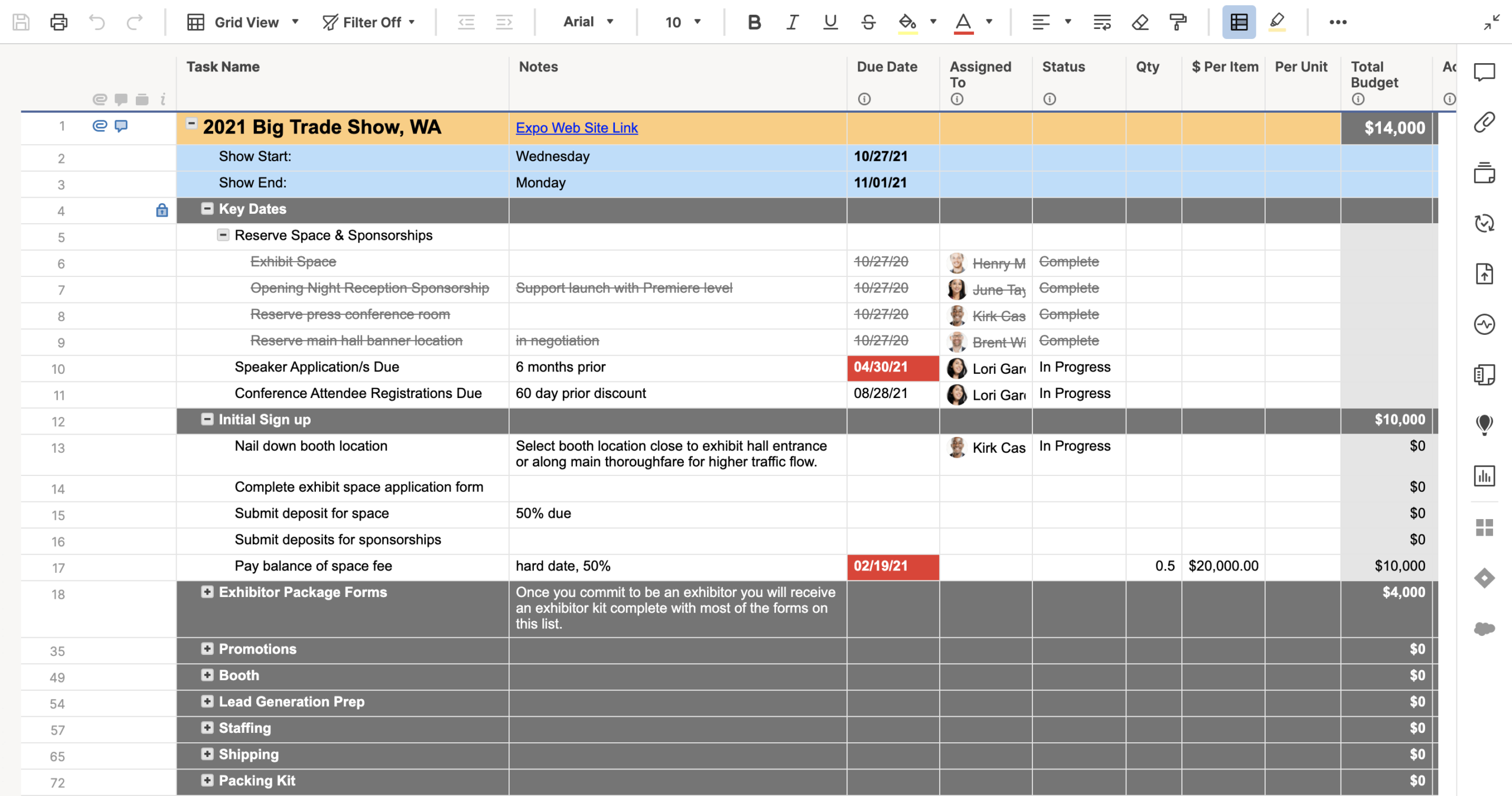 Fashion Show Staff Budget Template