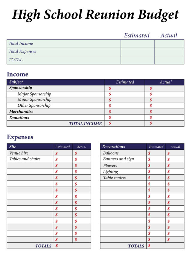 Class Reunion Banquet Program Template