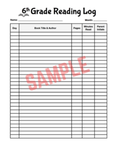 5th Grade Reading Log Template